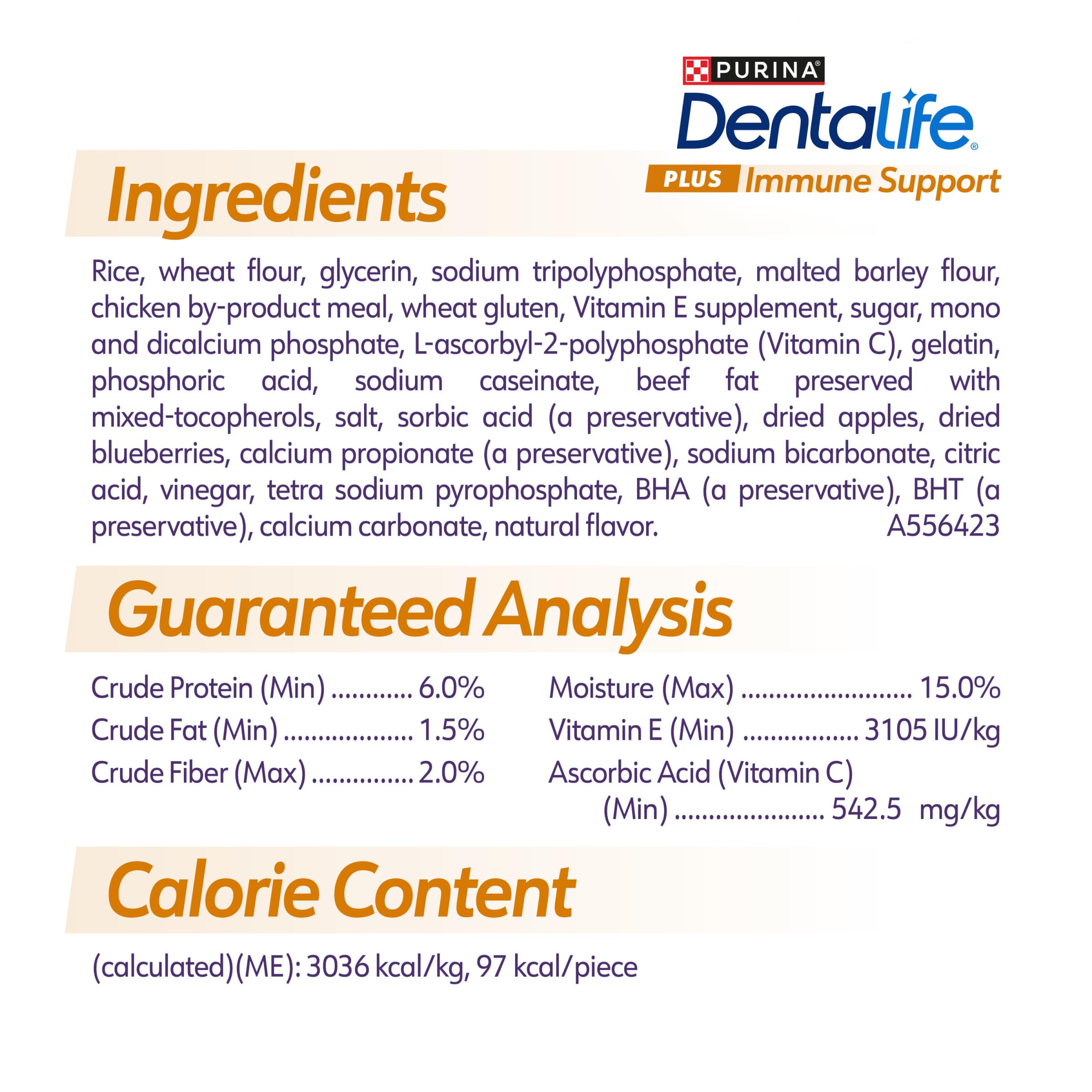 Dentalife Purina Plus Immune Support Chicken, Apple and Blueberry Flavor Large Dog Dental Chews