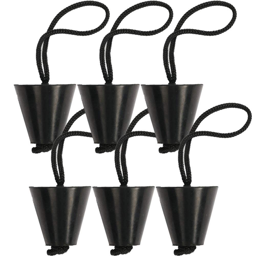 Borogo 6PCS Universal Kayak Scupper Plug Kit, Kayak Scupper Plugs Drain Holes Stopper Bung with Lanyard