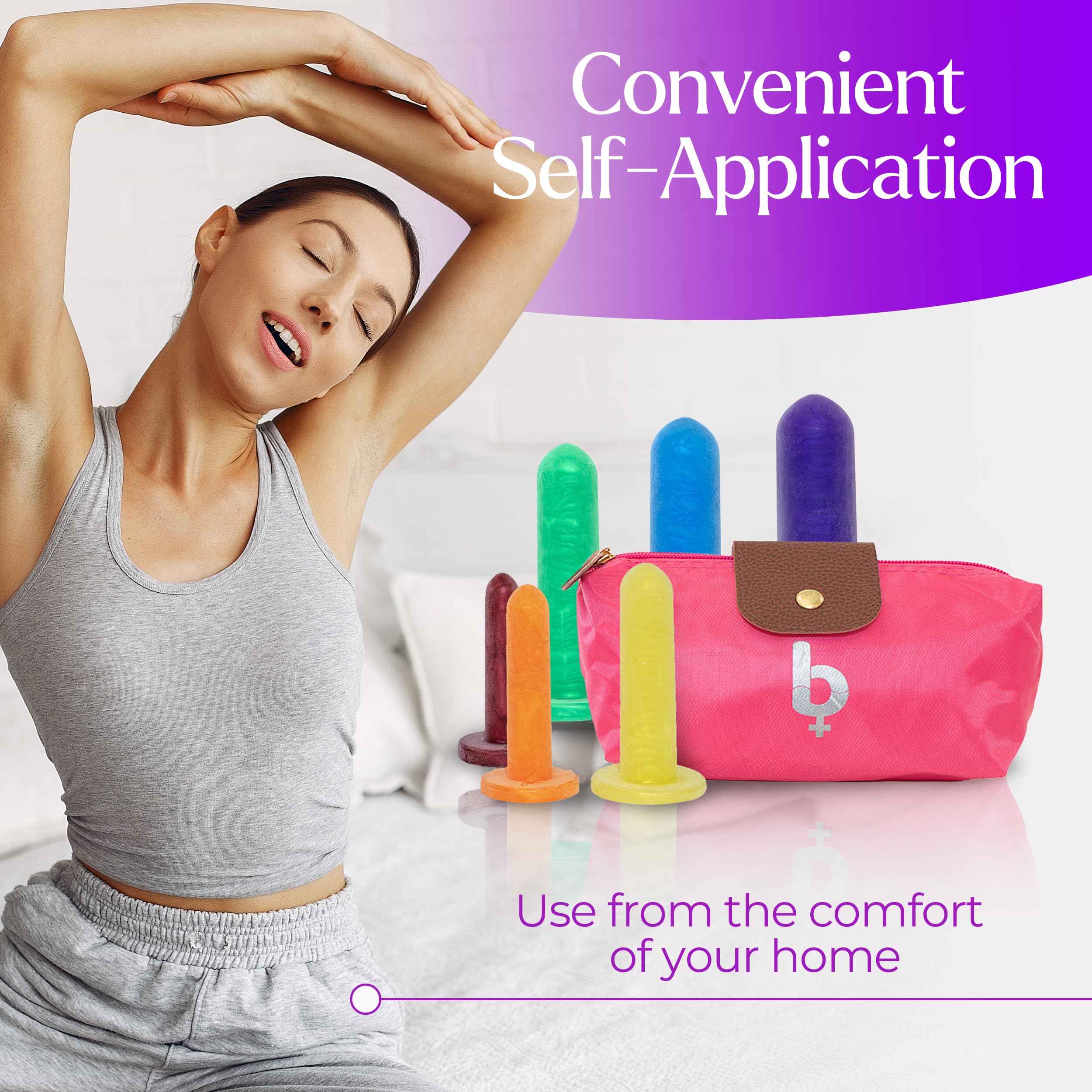 BioMoi Silicone Pelvic Dilator Kit | Pelvic Equipment for Stretching | Comfortable Pelvic Floor Muscle Trainer | Silver Protected | with Bag | Full Set | (Pack of 6)
