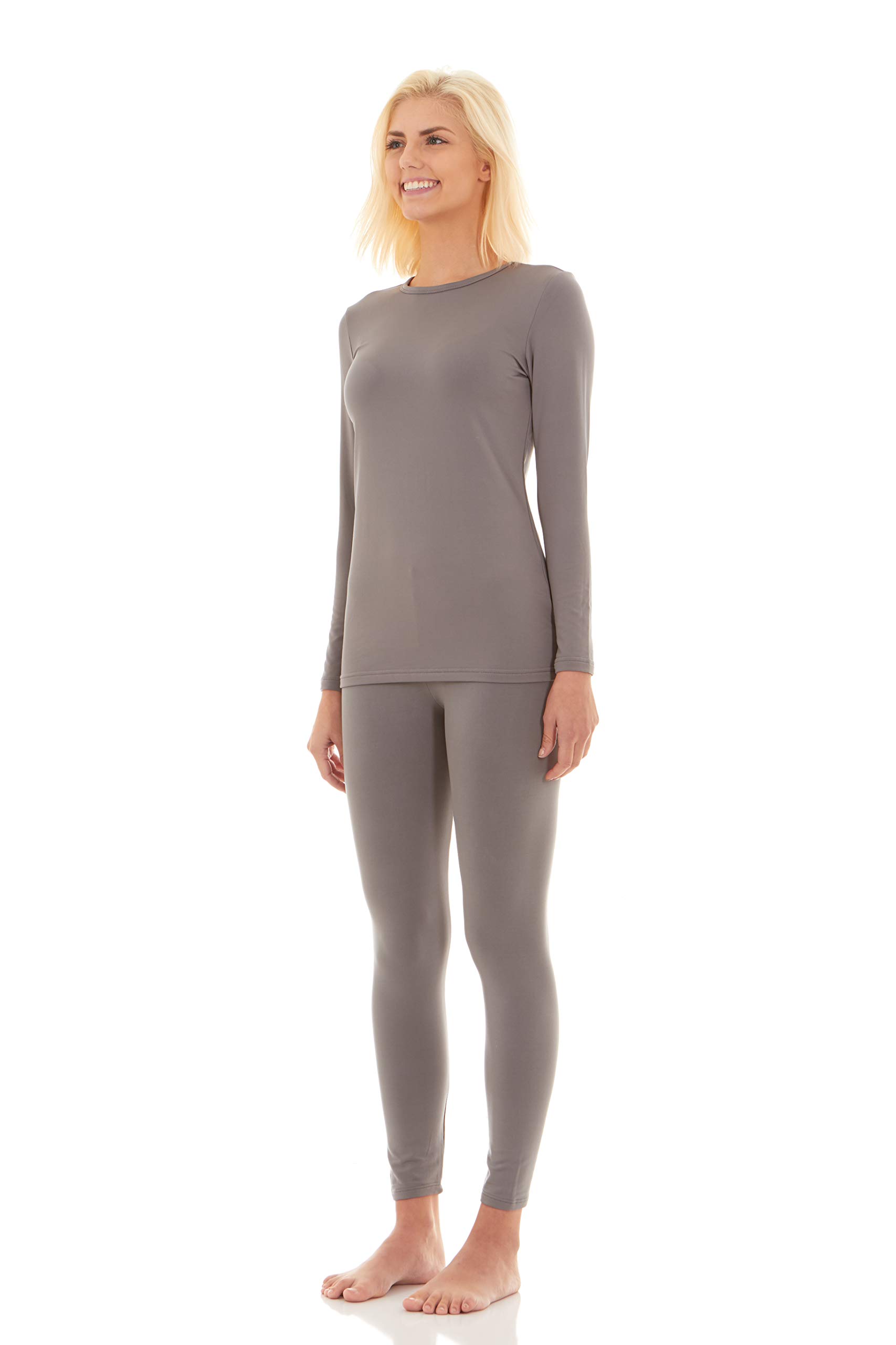 Bodtek Thermal Underwear for Women Cold Weather Set Premium Long Underwear Base Layer Fleece Lined Shirt and Pant (Black, Medium)
