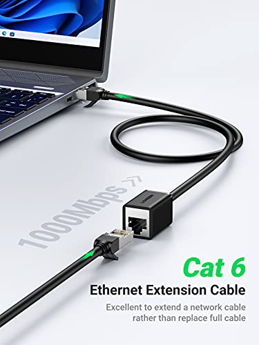 UGREEN Ethernet Extension Cable Cat6 LAN Cable Extender Cat 6 RJ45 Network Patch Cord Male to Female Connector for Router Modem Smart TV PC Computer Laptop 10FT