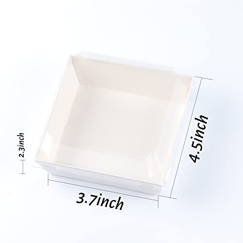 BUIYLV 50 Pack Charcuterie Boxes with Clear Lids, 4 Inches White Dessert Boxes To Go Disposable Mini Charcuterie Boxes for Cookie, Sandwich, Strawberry, Cupcake, Macaron, Cake Slice