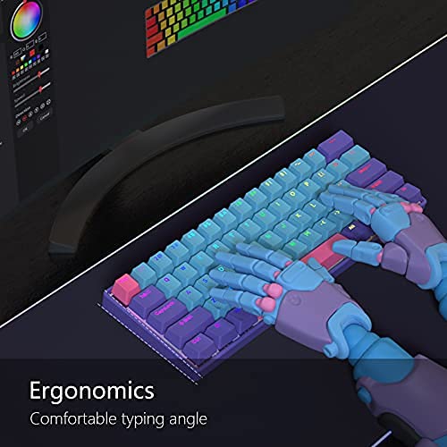 BOYI 61 Mini Mechanical Keyboard, Mini RGB PBT Keycap Cherry MX Switch 60% Compact RGB Mechanical Gaming Keyboard (Cherry MX Silent Red Switch, Joger Color)