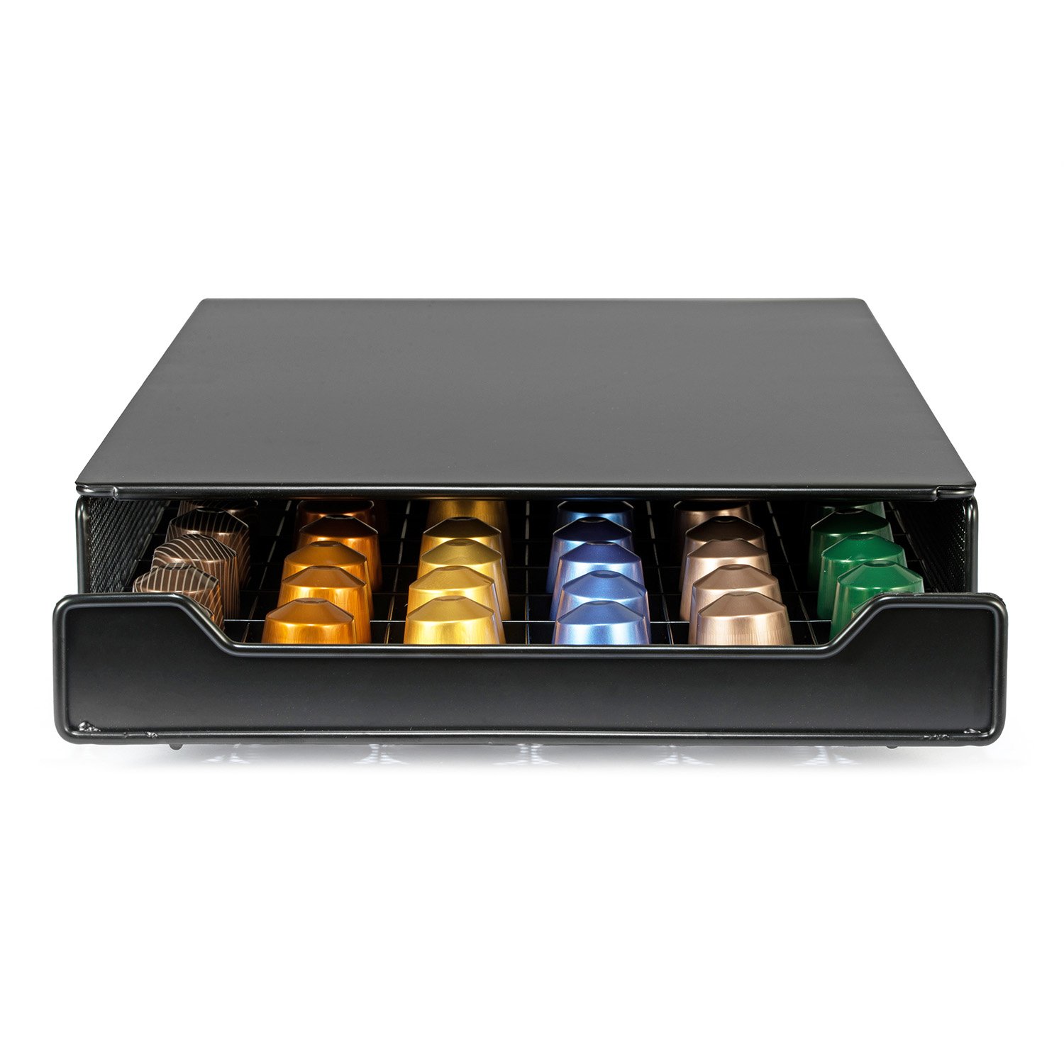 HiveNets Capsule Drawer Coffee Pod Storage Compatible for Nespresso Support Metal Holder 60 Pcs