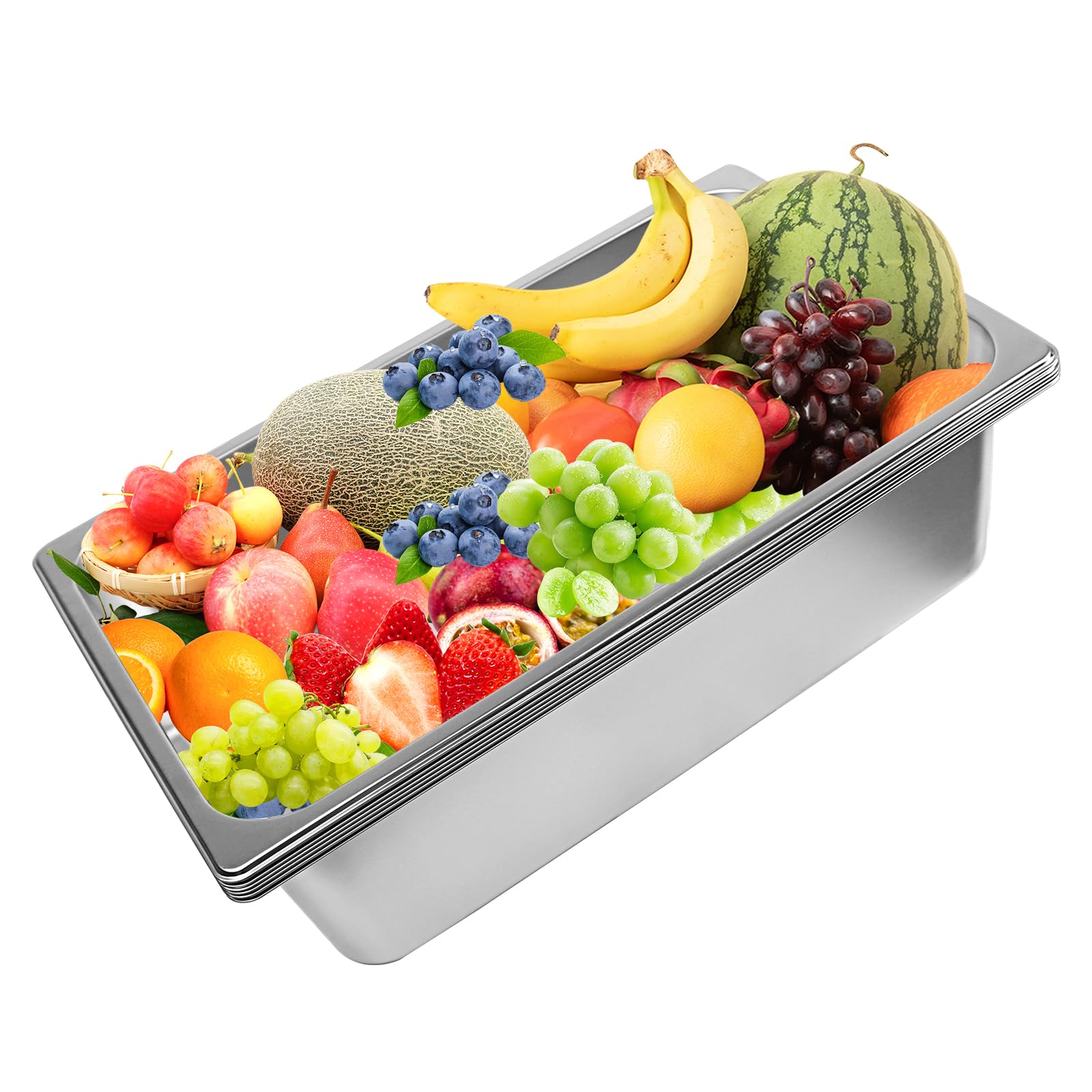 Carivia 6 Pack Full Size Steam Table Pans,Stainless Steel Hotel Pan,1/1 6 Inch Deep Anti Jam Commercial Table Pan,20.8" L x 13" W Catering Pans Food Pans for Hotels, Restaurants and Home Use
