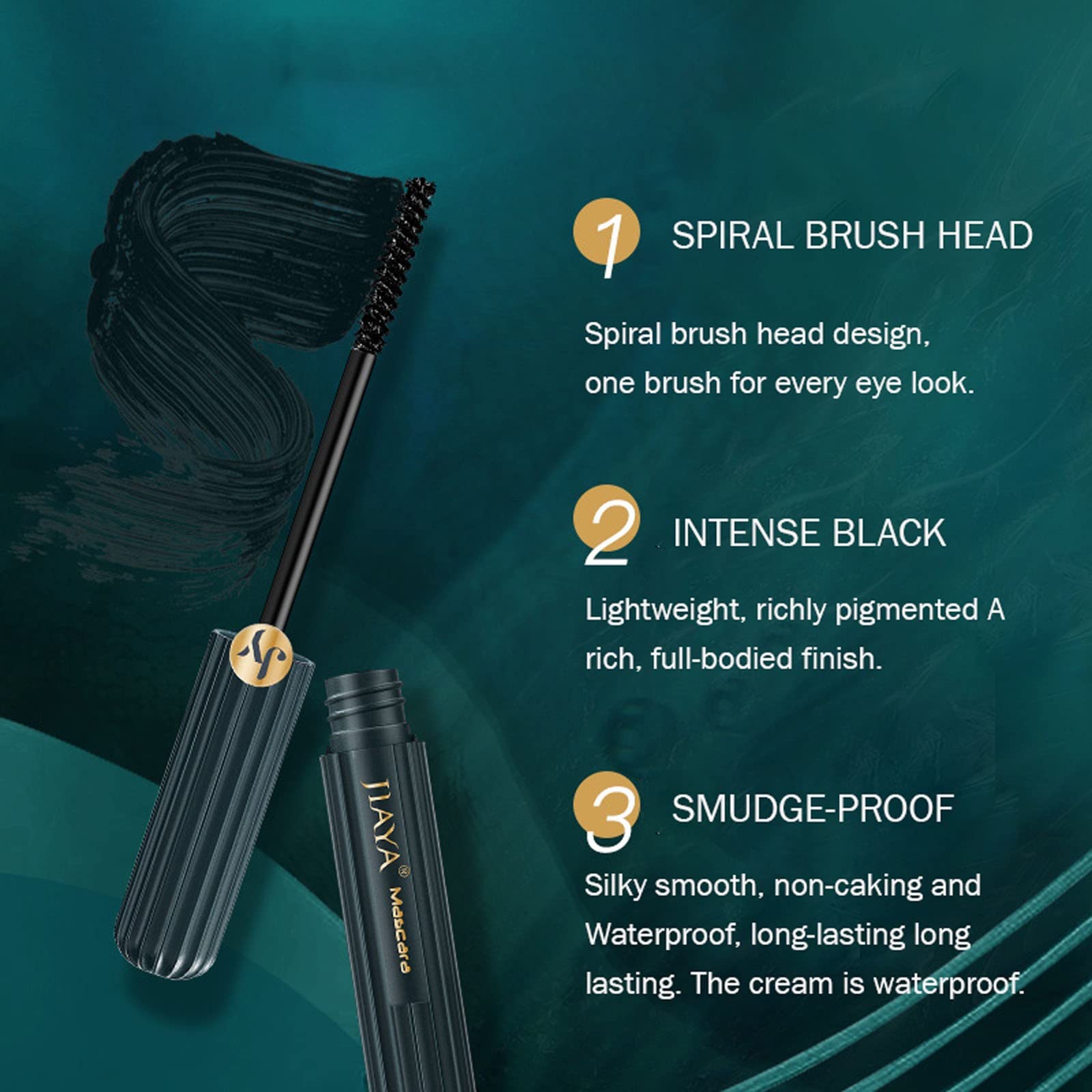 Black Mascara Waterproof and Easy to Apply Color Lasting Non Allergic Daily Party Party Mascara with (A, One Size)