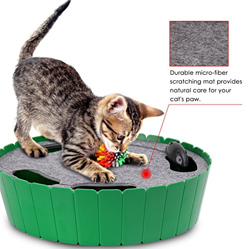 Pawaboo Cat Toy with Running Mouse, Electric Interactive Motion Cat Toy Automatic Rotating Teaser Pop and Play Hide and Seek Hunt Toy for Pet Cat Kitten Play Fun Excercise