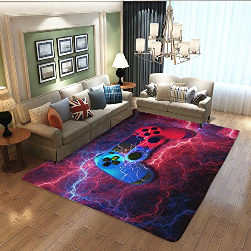 LUCKYLEI Teen Boys Carpets Printed Gamepad Living Room Mat Gamer Bedroom Area Rugs Controller Player Home Decor Non-Slip Crystal Sofa Floor Polyester Mat 19.7x31.5inch