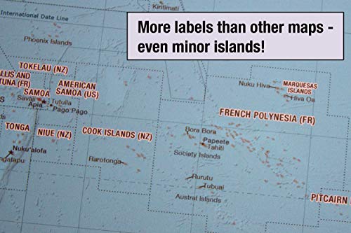 Laminated World Voyager Map Poster | Bright Style Map | Includes The Most Legible Location Labels | 36β x 24β | Shipped Rolled in a Tube, Not Folded | Great for The Home or Classroom