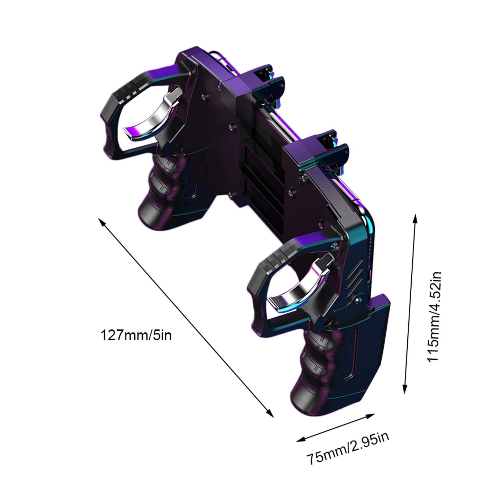 maojin K21 PUGB Helper 4 Finger Linkage Game Handle, Peace Elite Fast Shooting Button Controller for PUBG Rules of Survival Game Trigger Joystick Gamepad for Phone