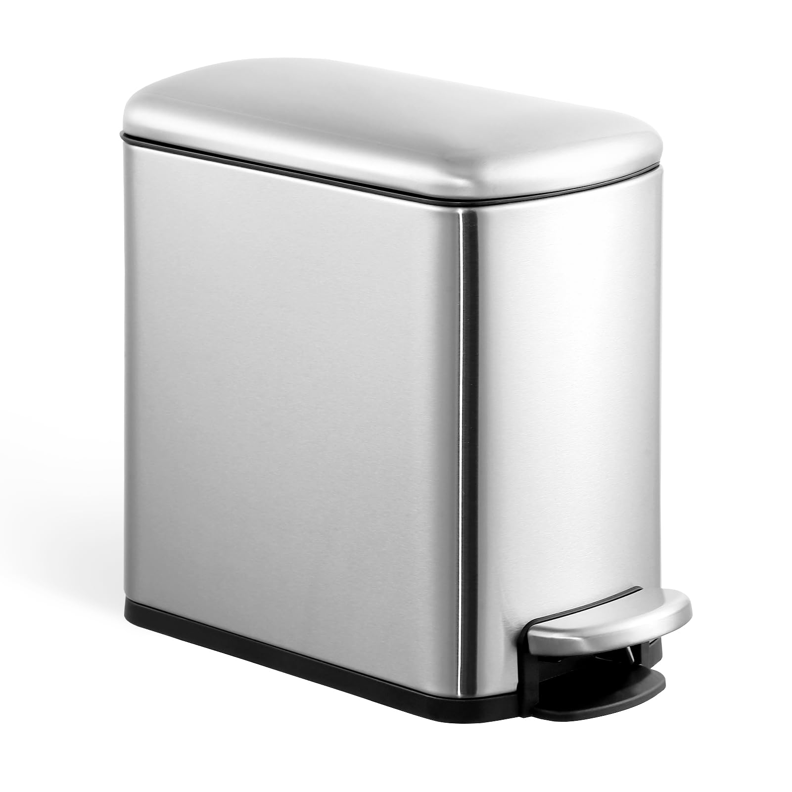 GAOMON 1.6 Gallon Bathroom Trash Can, Small Trash Can with Removable Liner, Narrow Vanity Wastebasket, Easy-Close Lid, Step Pedal Garbage Can for Bathroom, Bedroom, Kitchen