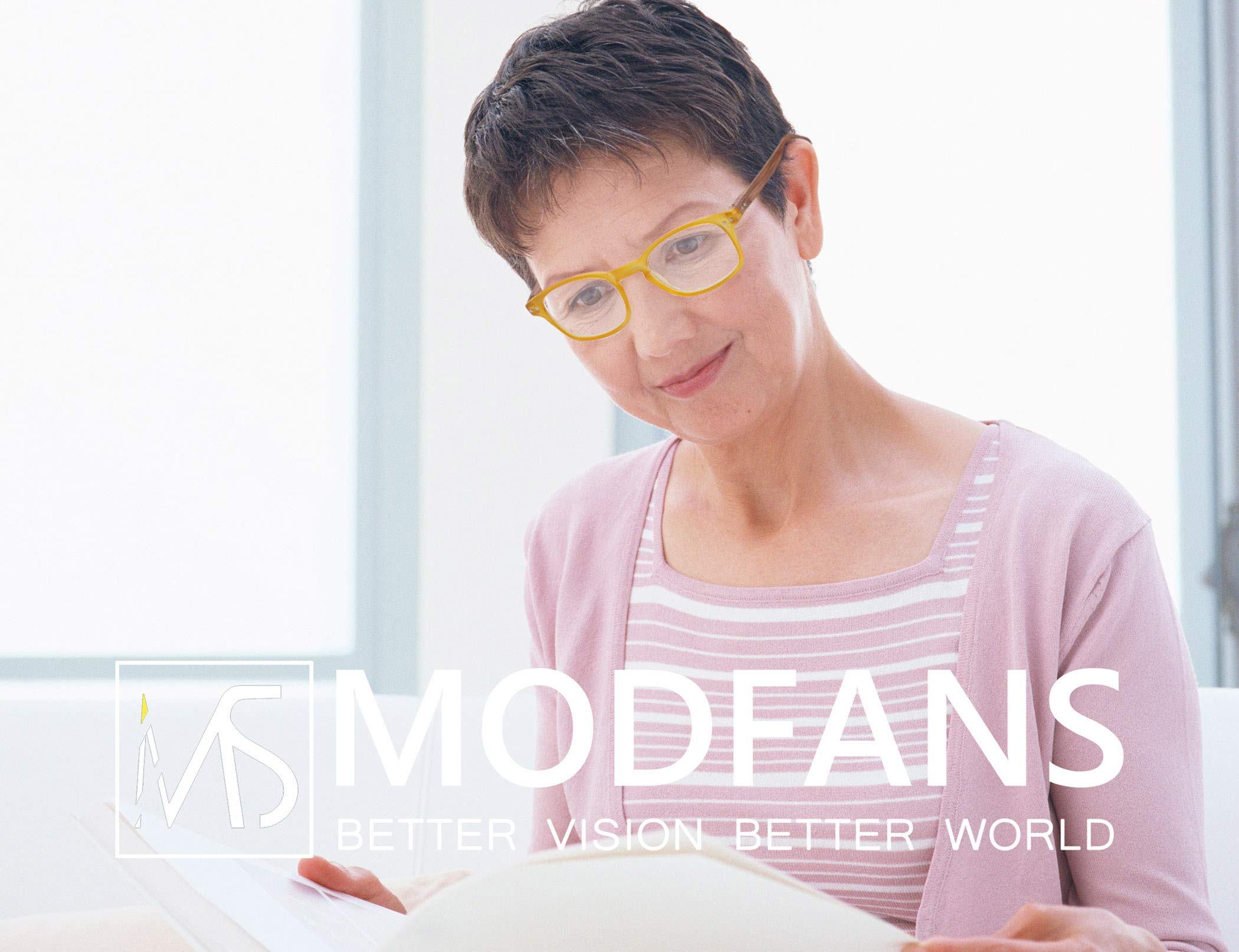 MODFANS 4 Pack Reading Glasses 2.0 Fashion Wood-Look Spring Hinges Stylish Readers Men Women