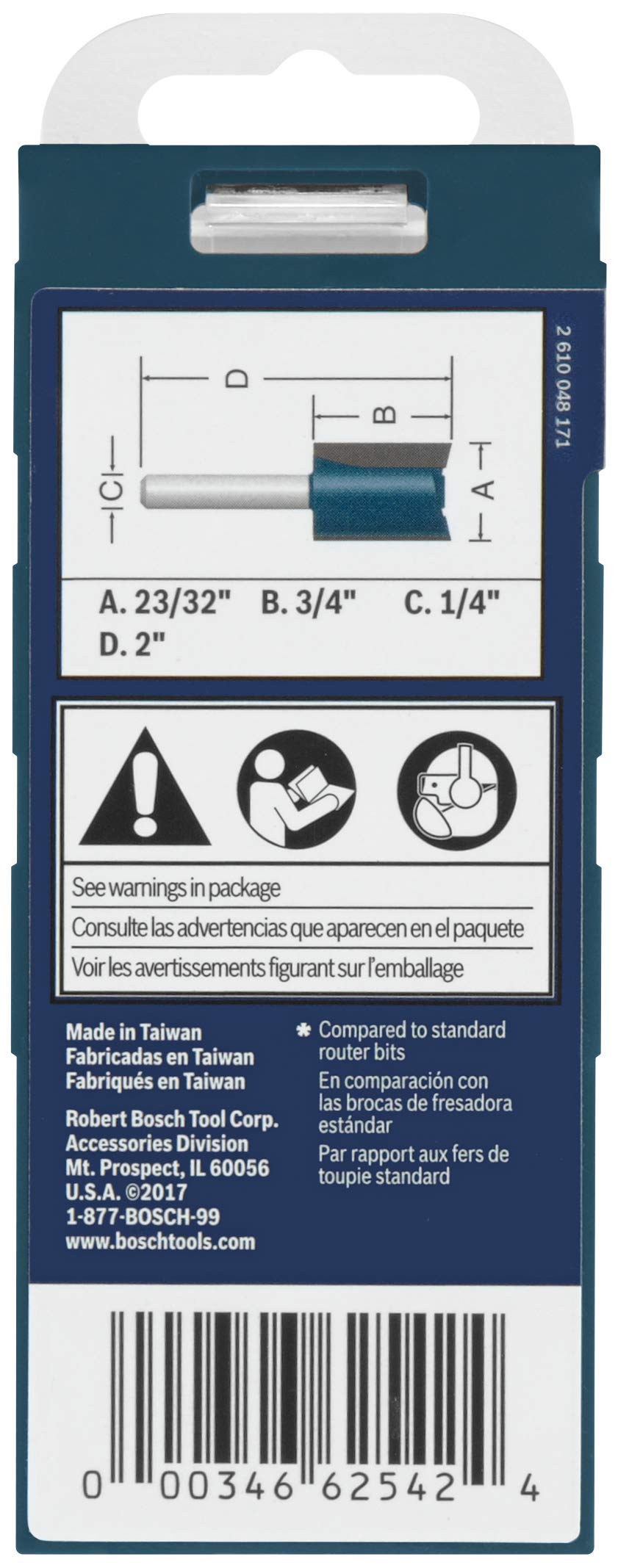 BOSCH 84602MC 23/32 In. x 3/4 In. Carbide-Tipped Plywood Mortising Router Bit