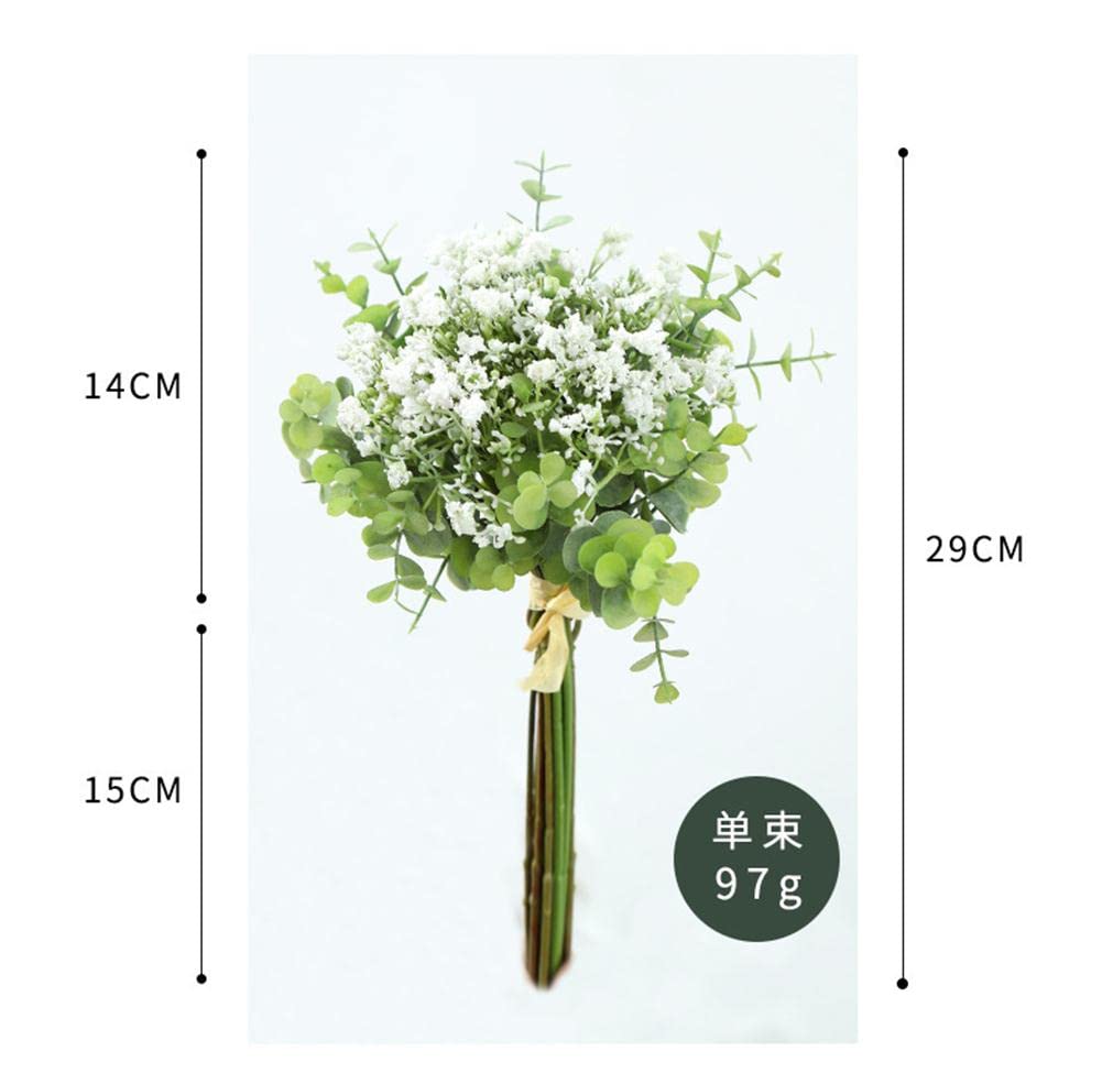 RUJIU 36Pieces/lot Artificial Plant Silk Plastic Flowers Eucalyptus Leaves Stems Branches Floral Bouquets Wreath Arrangement Home Table Garden Wedding Greenery Decoration (Gypsophila with Eucalyptus)