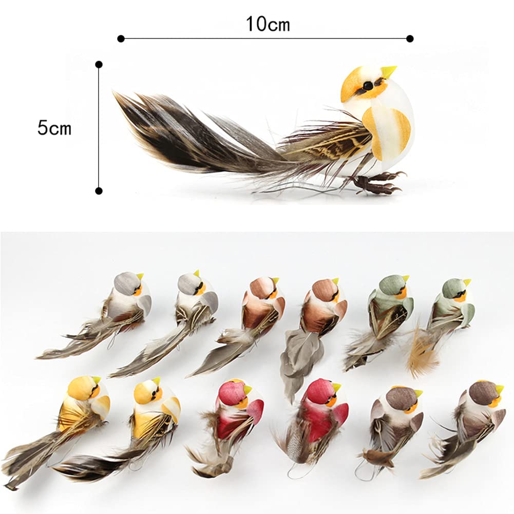 MAOMIA 12pcs Artificial Simulation Foam Bird Mini Feather Birds Ornaments DIY Craft for Home Garden Wedding Decoration Party Accessories(4.72inch)