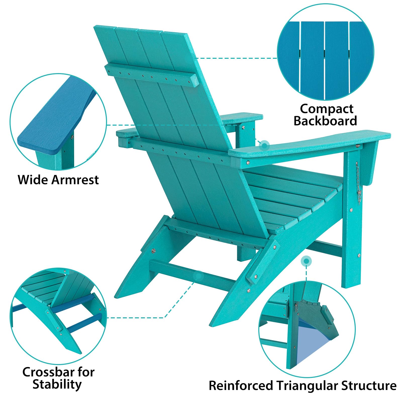 Folding Adirondack Chair set of 2 HDPE Outdoor Adirondack Chair All Weather Resistant Foldable Fire Pit Chairs for Patio Front Porch Pool Garden Deck Fire Pit Outside, Light Grey