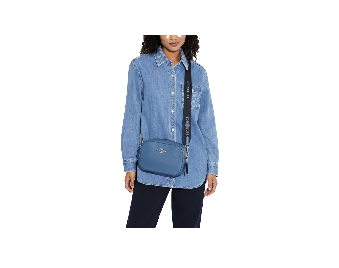 Coach Jamie Camera Bag In Signature Canvas (SV/Sky Blue)