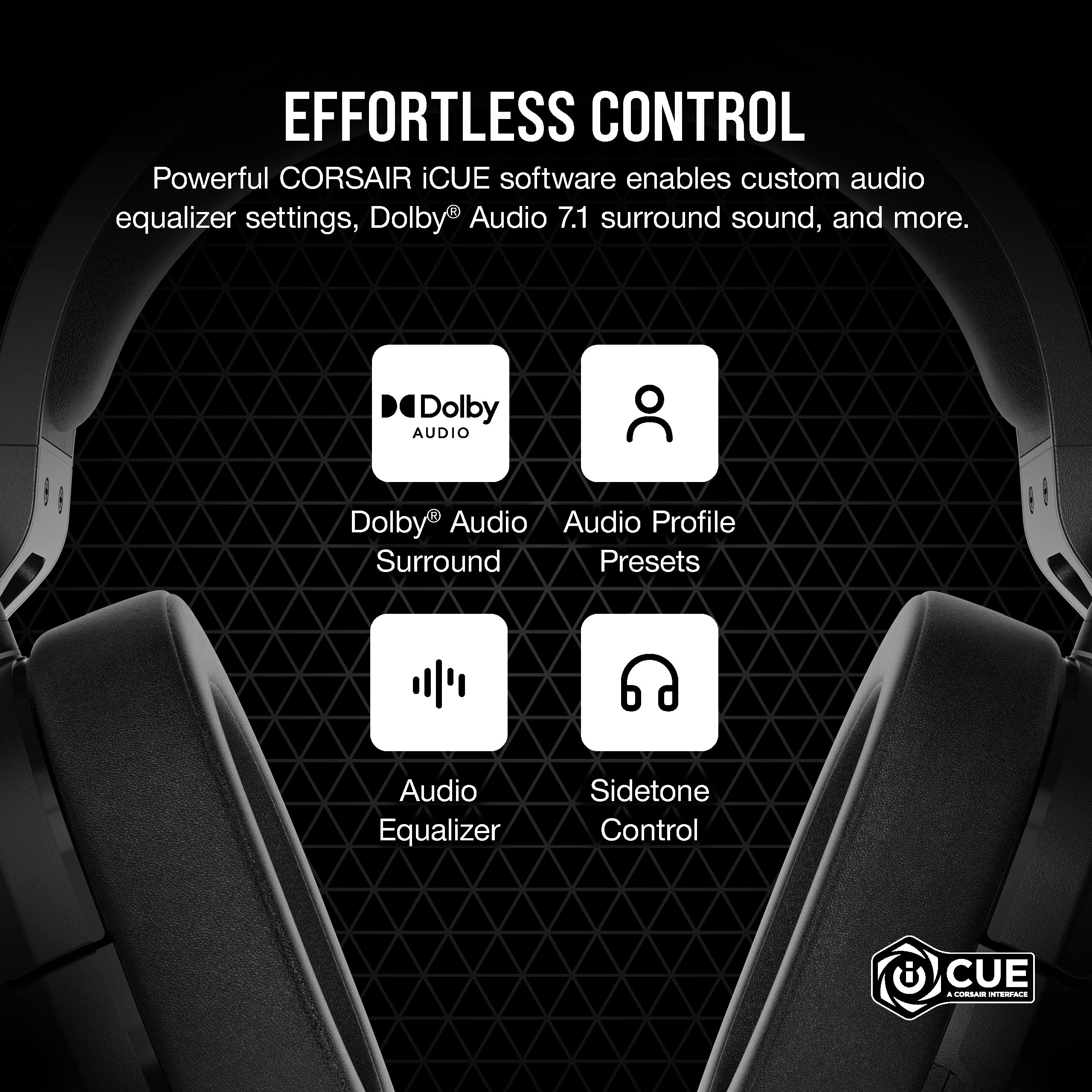 Corsair HS55 Surround Gaming Headset (Leatherette Memory Foam Ear Pads, Dolby Audio 7.1 Surround Sound on PC and Mac, Lightweight, Omni-Directional Microphone, Multi-Platform Compatibility) Carbon