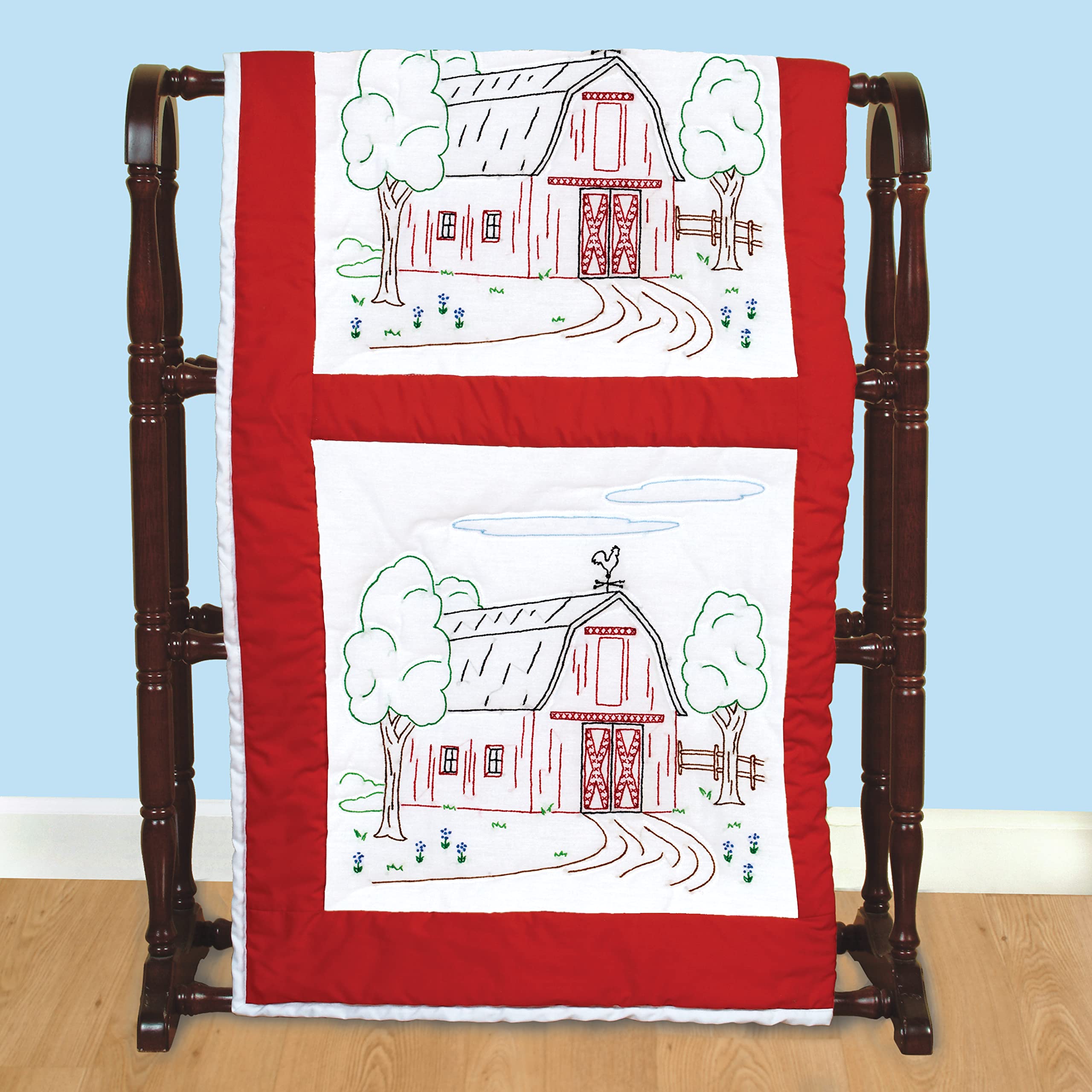 Jack Dempsey Quilt Blocks 18X18 W BARN, White