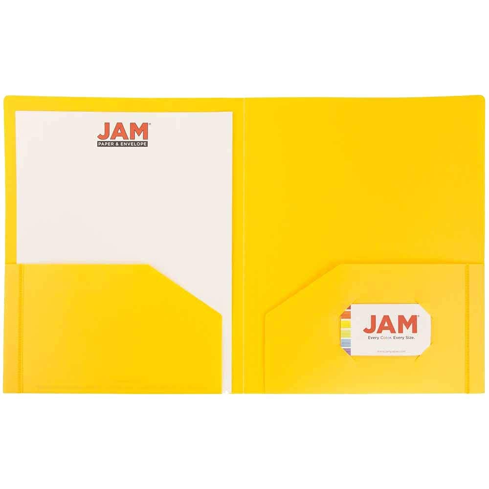 JAM PAPER Heavy Duty Plastic 2 Pocket Extra Tough School Folders - Assorted Fashion Colors - 6/Pack