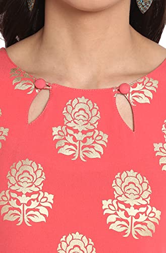 Janasya Indian Women's Tunic Tops Crepe Kurti for Women(JNE3261-KR-L)