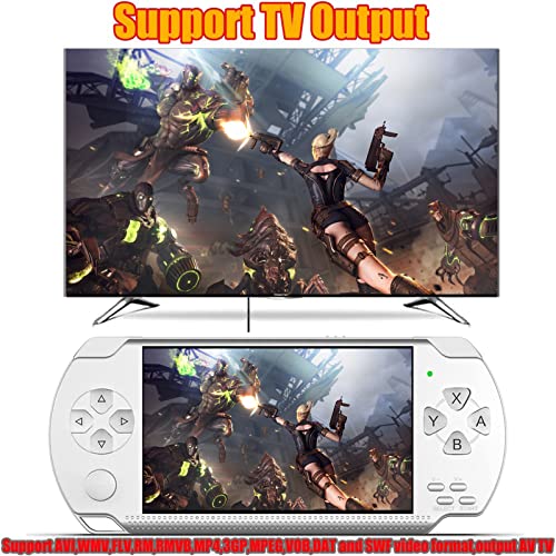 KToyoung Handheld Game Console, Built-in 1200 Games 4.3ββ HD Screen Retro Gaming System, Support TV Output, Portable Rechargeable Game Console with Dual Joystick, Best Gift for Kids and Adult (White)