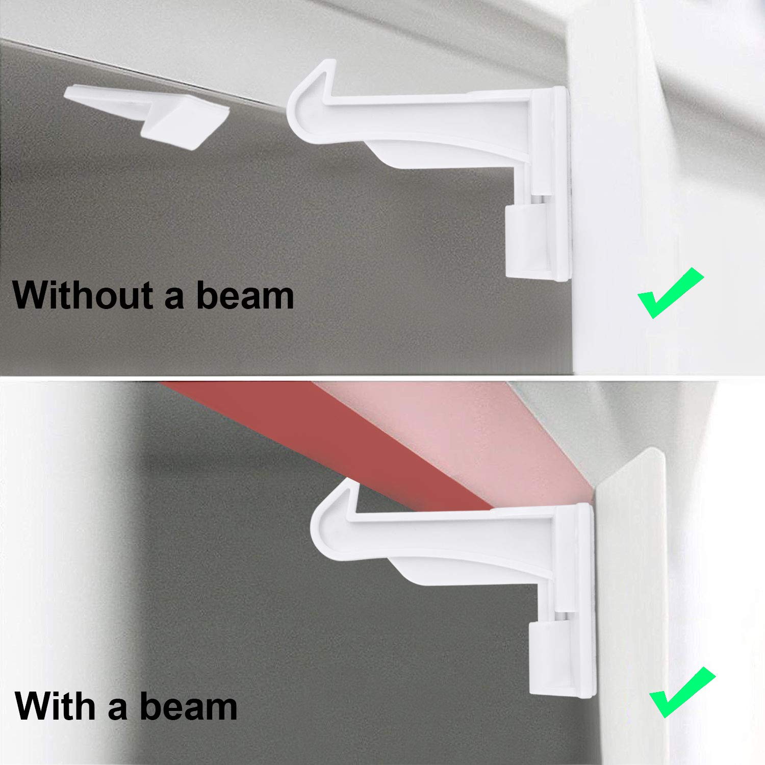 Cabinet Locks Child Safety, Childproof Drawer Locks, Slick Invisible Spring No Drill Baby Proofing Latches for Kitchen Bedroom Cabinets & Drawers with Strong Adhesive & 20 Screws Durable Fixed, 10Pack