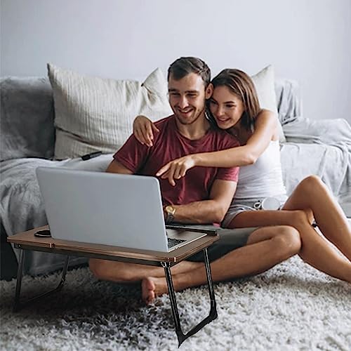 Laptop Desk for Bed, Bed Table for Laptop, Laptop Stand for Desk, Folding Laptop Lap Desk with 5 Adjustable Angles, Bed Tray with Cup Holder, TV Tray Table for Eating Reading Working on Bed Couch Sofa