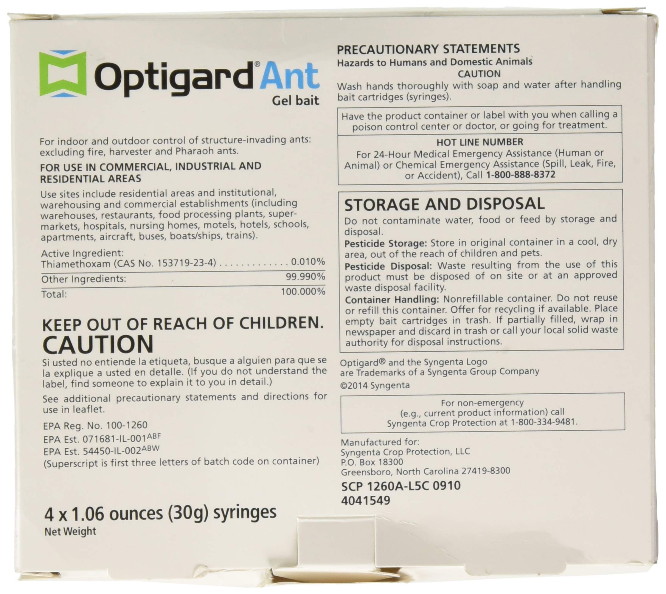 BASF Advance Carpenter Ant Bait (8oz) and Syngenta Optigard Ant Bait Gel (4 Tubes)