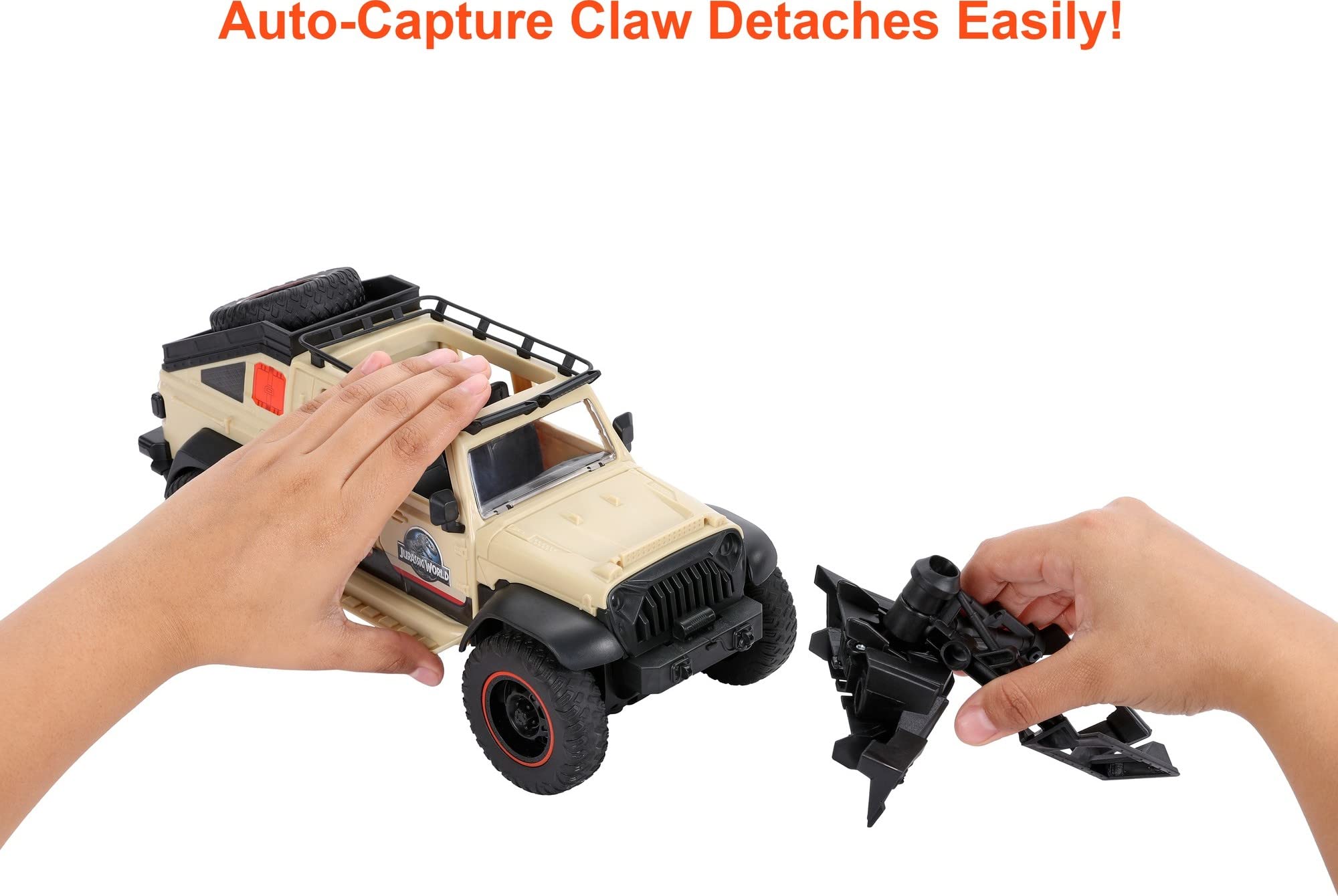 Hot Wheels Matchbox RC Jurassic World Dominion Jeep Gladiator, 6-inch Dracorex Dinosaur Figure, Remote-Control Toy Car with Auto-Capture Claw
