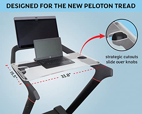 COSPARX Treadmill Tray Compatible with The New Peloton Tread - Walking Tray Holder for Laptop, Tablet, Phone - Easy Mount, Exercise Workstation for Peloton Tread (Acrylic Tray)