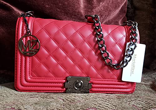 MariaKinz Leather Shoulder/Crossbody Bags and Purse with Convertible Strap (Red Mosaic)