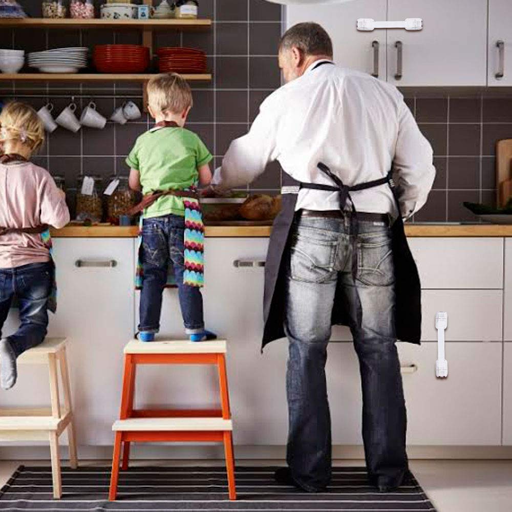 Cabinet Locks for Babies, Child Safety Strap Locks (4 Pack) for Fridge, Drawers, Toilet, Strong Adhesive No Drilling 【Upgrade】