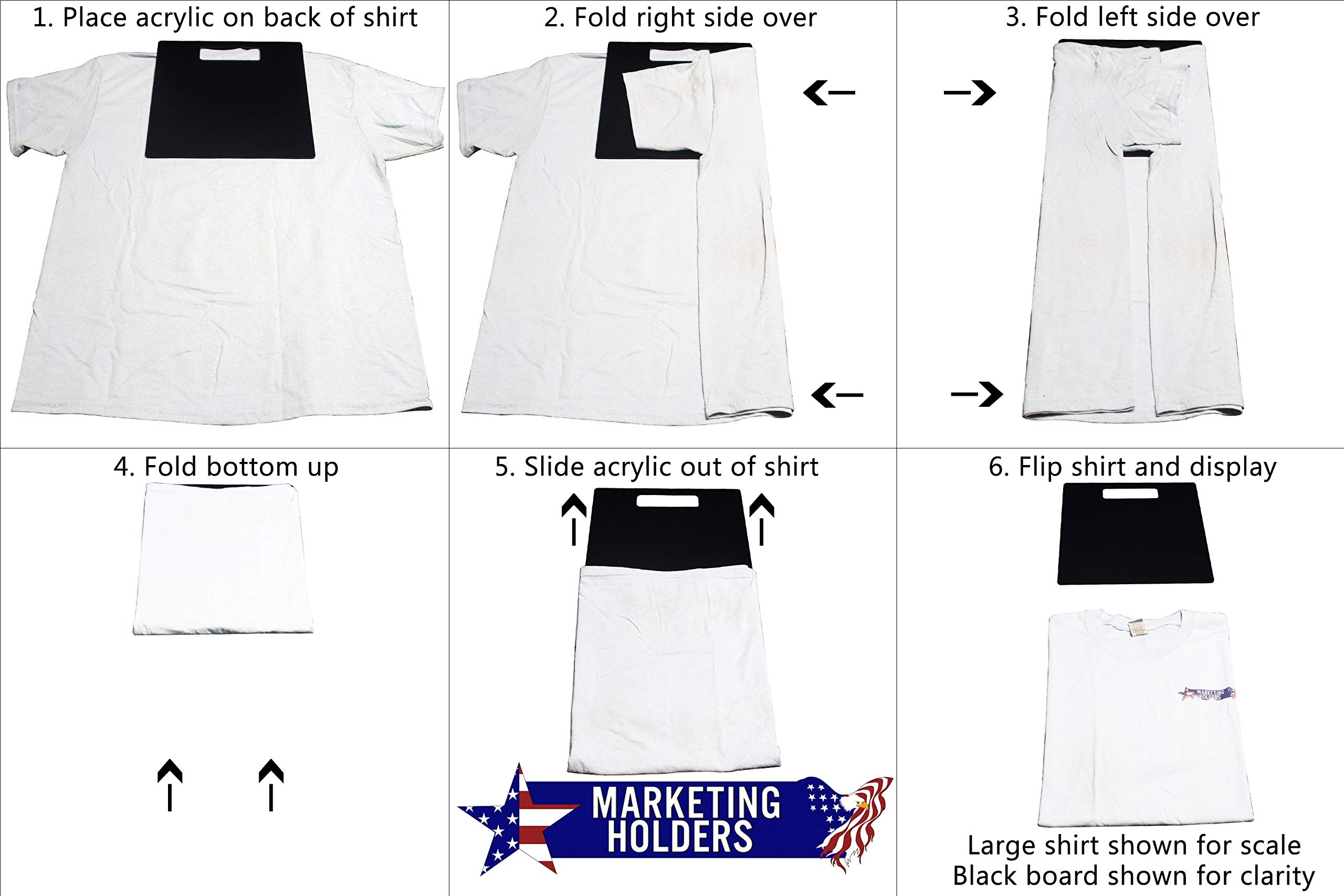 Marketing Holders Shirt Folding Board 11" x 12" Clear Acrylic Retail Shops Department Stores Laundromats Folding Tool Helpful Precise Neat Stackable