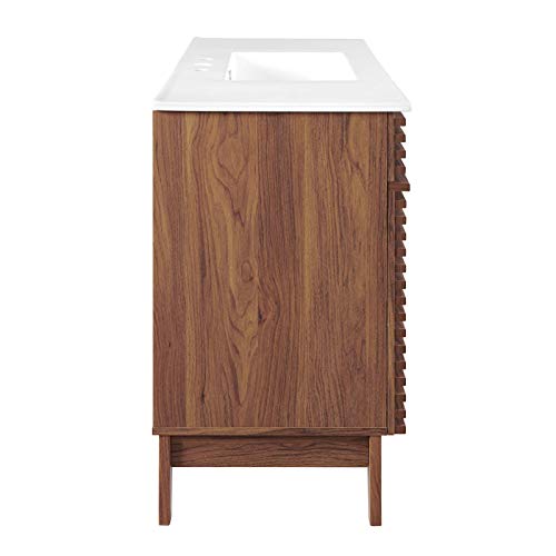 Modway Render Vanity Floor, Single Sink, Walnut White
