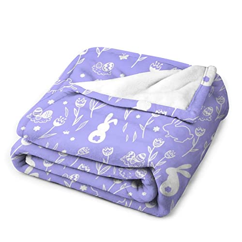 Easter Bunny Blanket Gifts, 40"x50" Rabbits Flannel Fleece Throw Blanket Soft, Lightweight, Comfortable, Warm Bunny Themed Blanket for Adults Kids