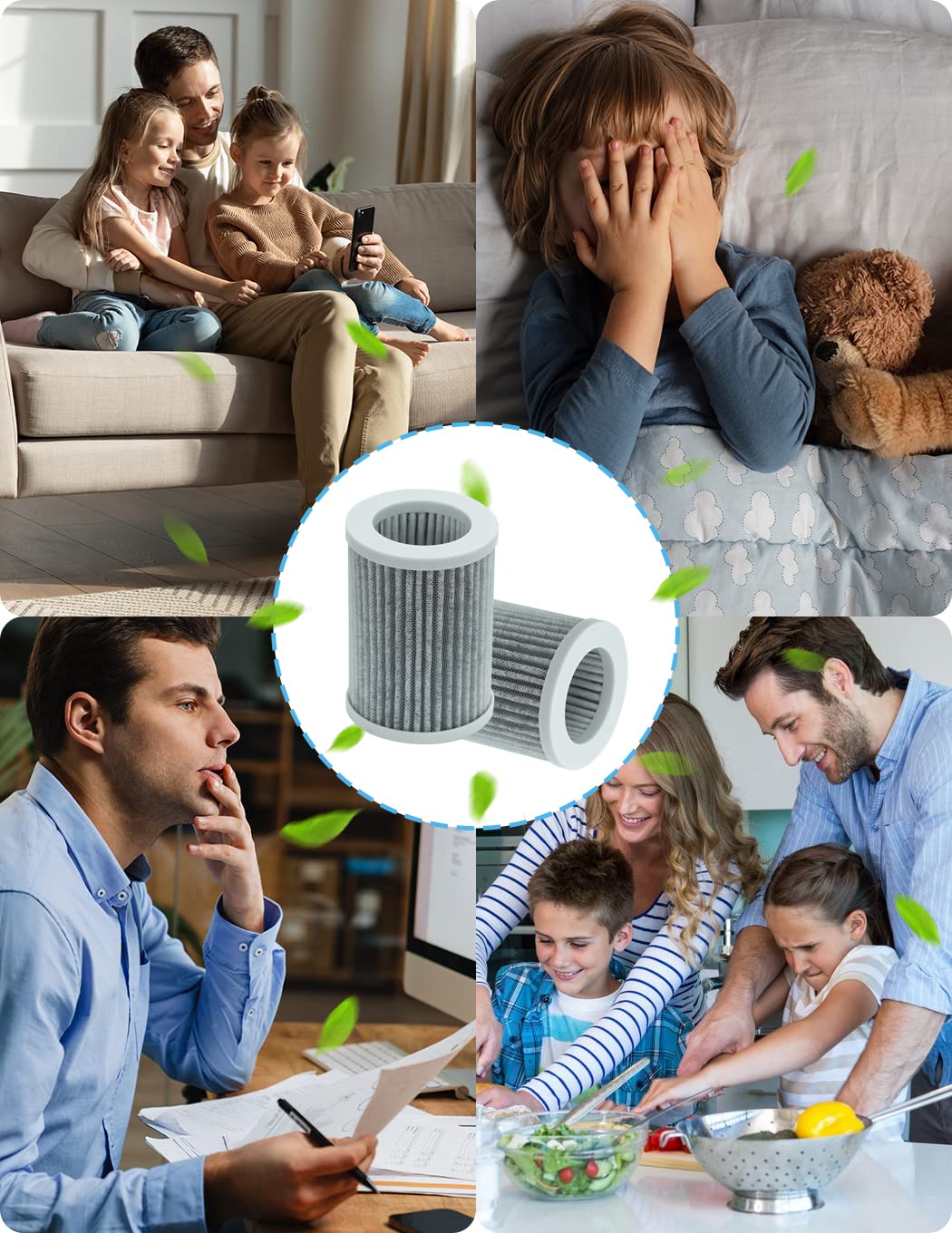 BBT BAMBOOST 6 Pack Mini True HEPA Replacement Filters Fit for Pure Enrichment PureZone Mini Portable Air Purifier (PEPERSAP), 2-in-1