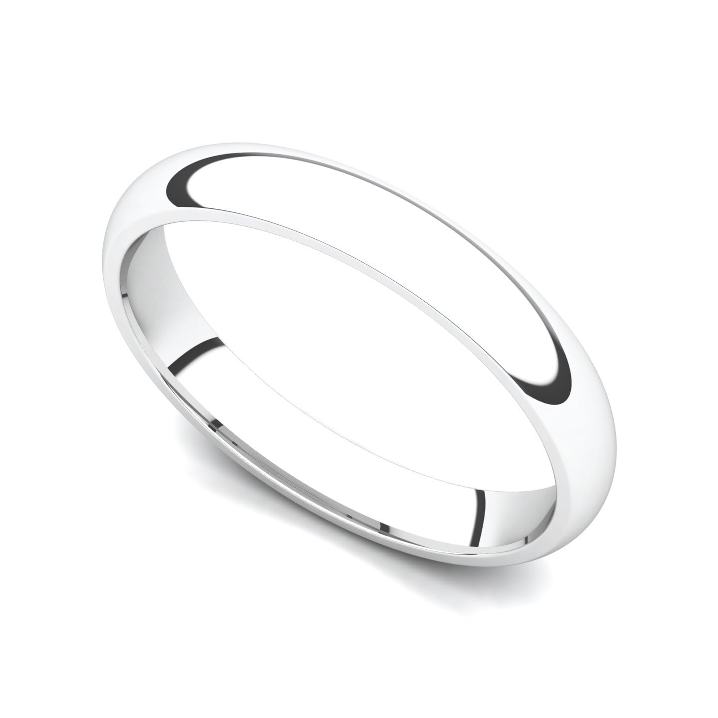 Juno Jewelry 14k White Gold 3mm Classic Plain Comfort Fit Wedding Band Ring, 9.5
