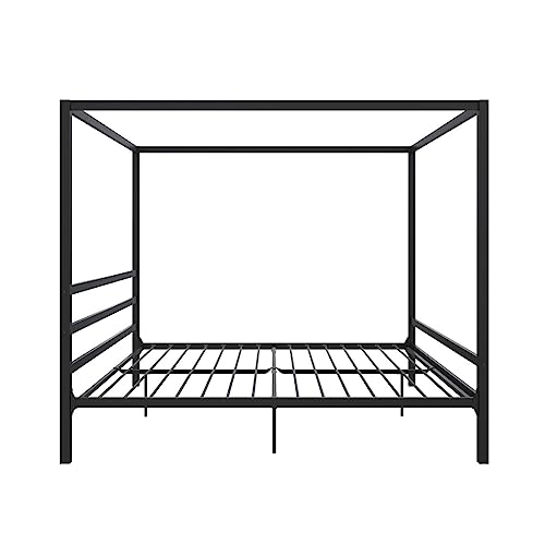 DHP Modern Metal Canopy Platform Bed with Minimalist Headboard and Four Poster Design, Underbed Storage Space, No Box Spring Needed, King, Black