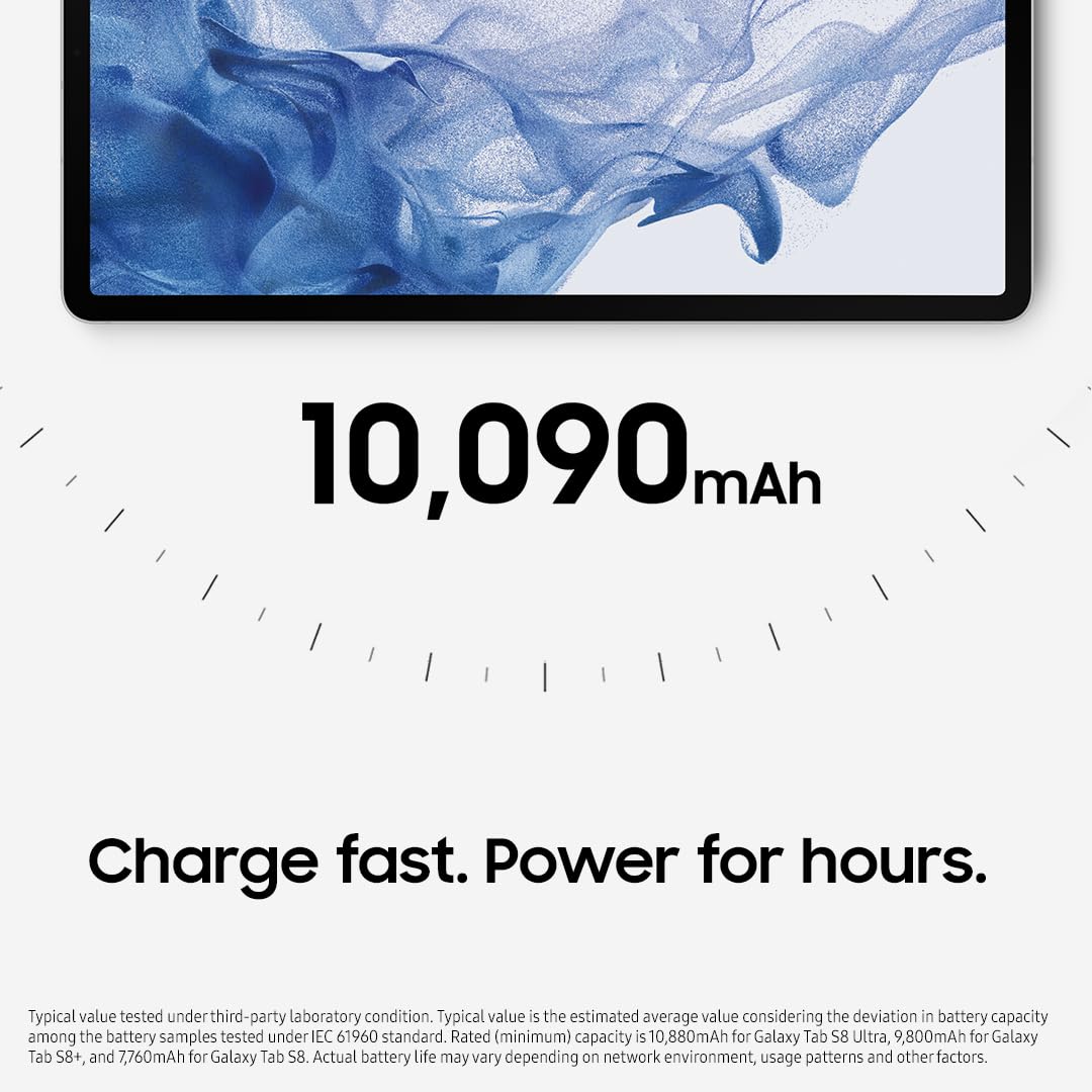 SAMSUNG Galaxy Tab S8+ 12.4” 256GB WiFi 6E Android Tablet, Large AMOLED Screen, S Pen Included, Ultra Wide Camera, Long Lasting Battery, US Version, 2022, Graphite