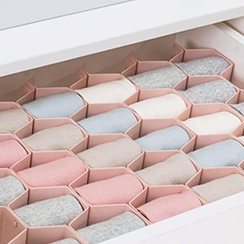 Gtouse Honeycomb Separator Adjustable Drawer Organizer Divider for Underwear, Light and Portable Dresser Drawer Organizers for Belts, Ties, Clothing, Makeup, Office Items Organizer (2 PACK, Pink)