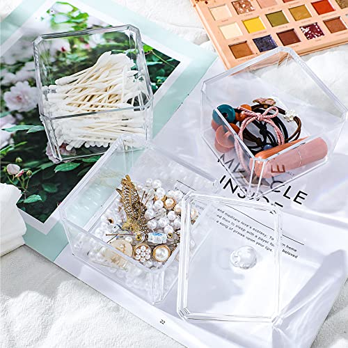 Hair Accessories Organizer, 9 Pieces Stackable Organizer Holder Storage with Lids Acrylic Clear Hair Tie Organizer Bathroom Hair Bow Containers for Girls Headband Scrunchie Makeup Accessory Organizing