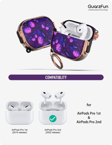 GuarzFun case for AirPods Pro 2 & AirPod Pro, AirPod Pro case with Lock, AirPod Pro 2 case for Women Man (Purple Butterfly)
