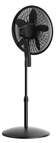 Lasko Oscillating 18-inch EcoQuiet DC Motor 12-Speed Pedestal Fan with Remote Control, Black, S18708, Large