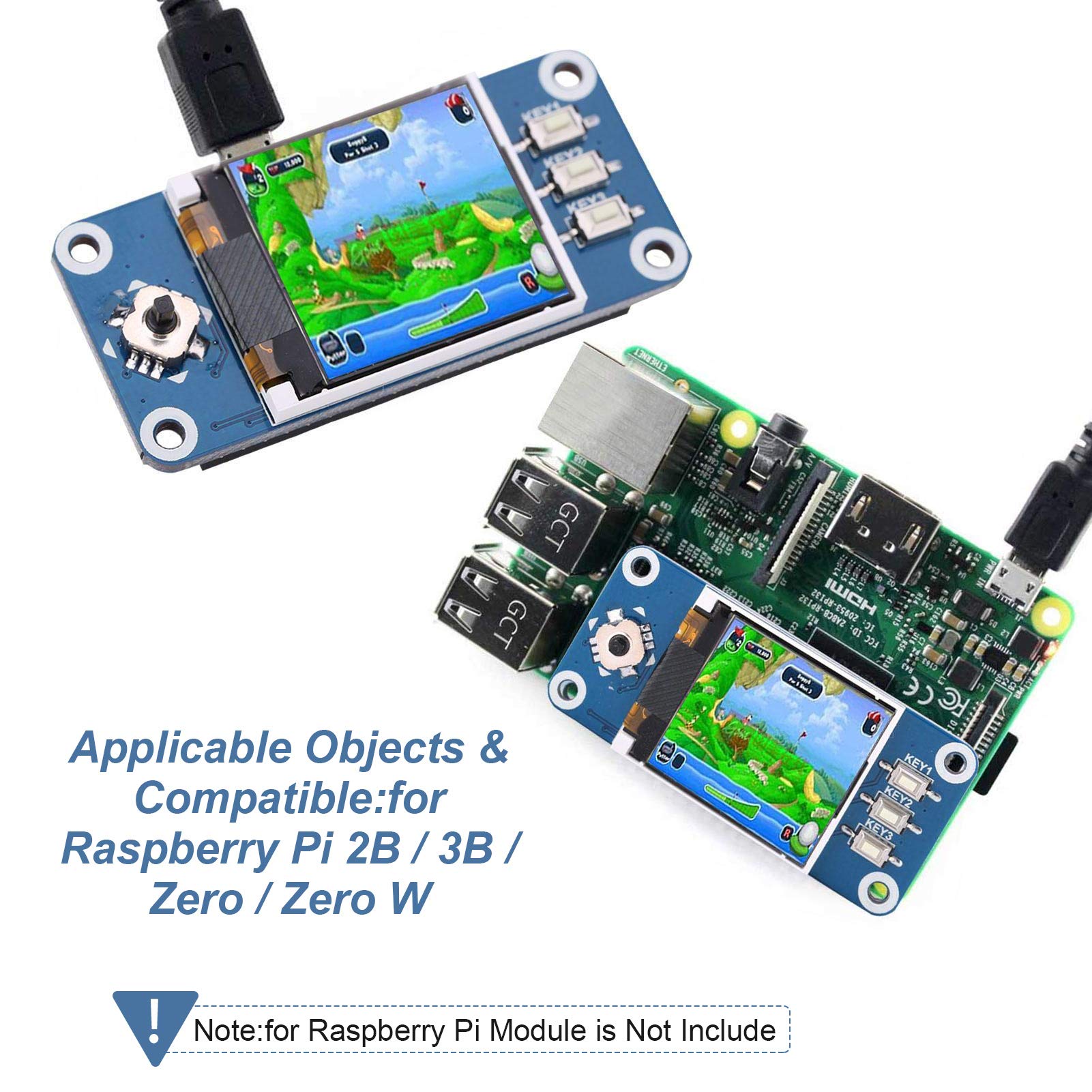 DAUERHAFT 1.44 inch LCD Screen Module, Large Power Ideal Replacement LCD Screen for Raspberry Pi Convenient for Raspberry Pi 2B / 3B / Zero/Zero W