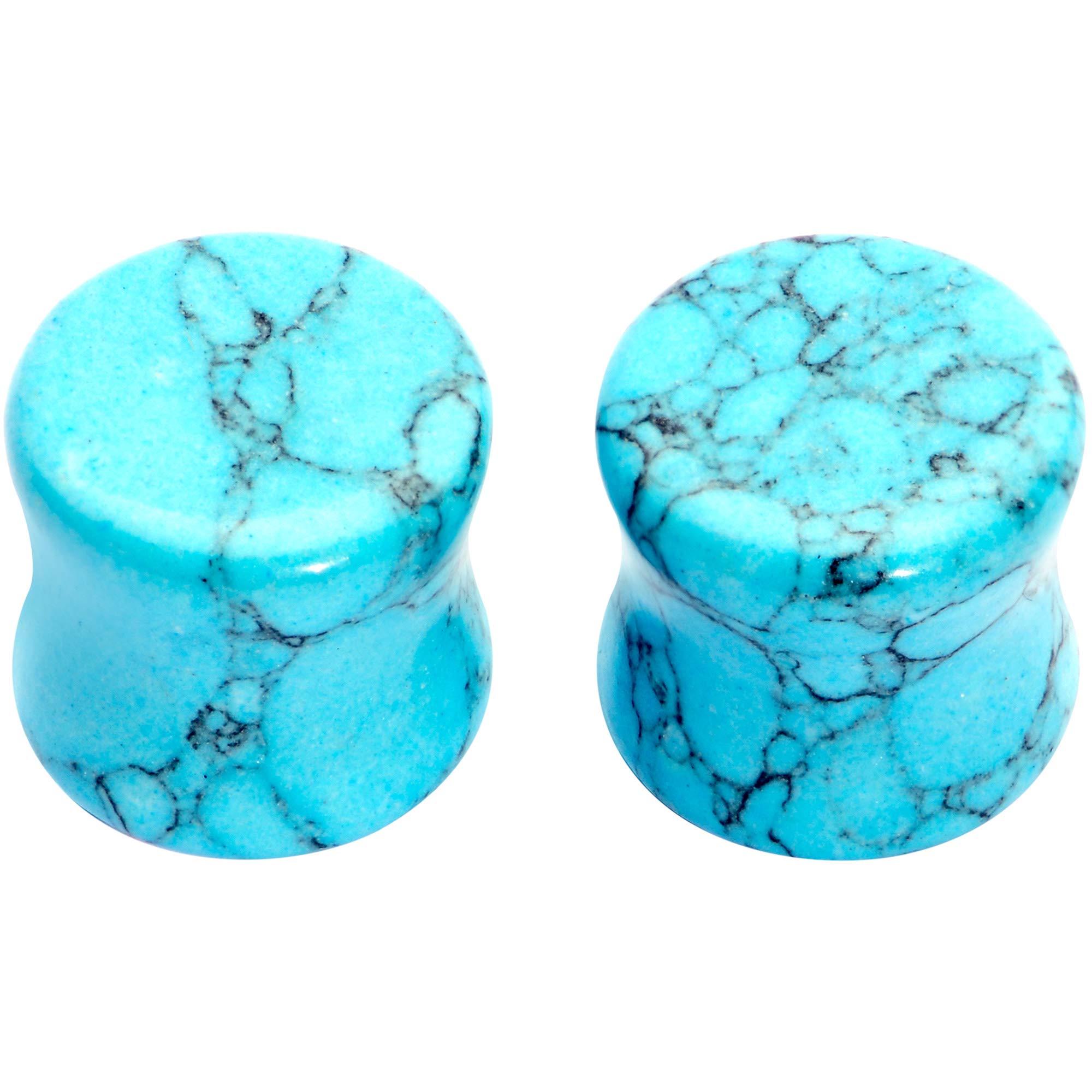 Body Candy Unisex 1/2" 2PC Organic Turquoise Stone Saddle Plugs Double Flare Plug Ear Plug Gauges 12mm