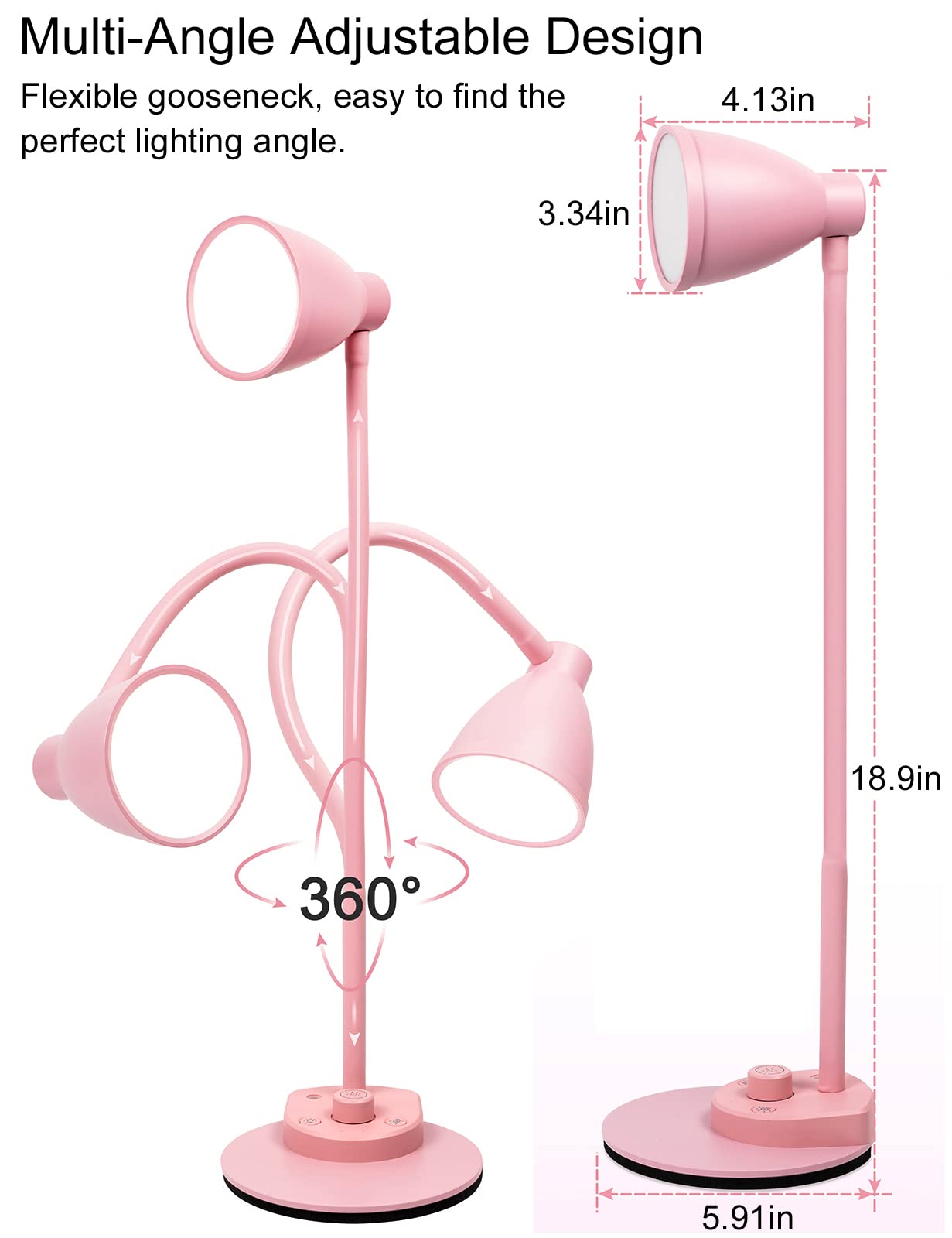BOHON LED Desk Lamp Reading Light Eye-Caring 3 Color Modes 10 Brightness Dimmer USB Study Book Clamp Lamp 360° Flexible Clip on Night Light for Headboard Bedroom and Office