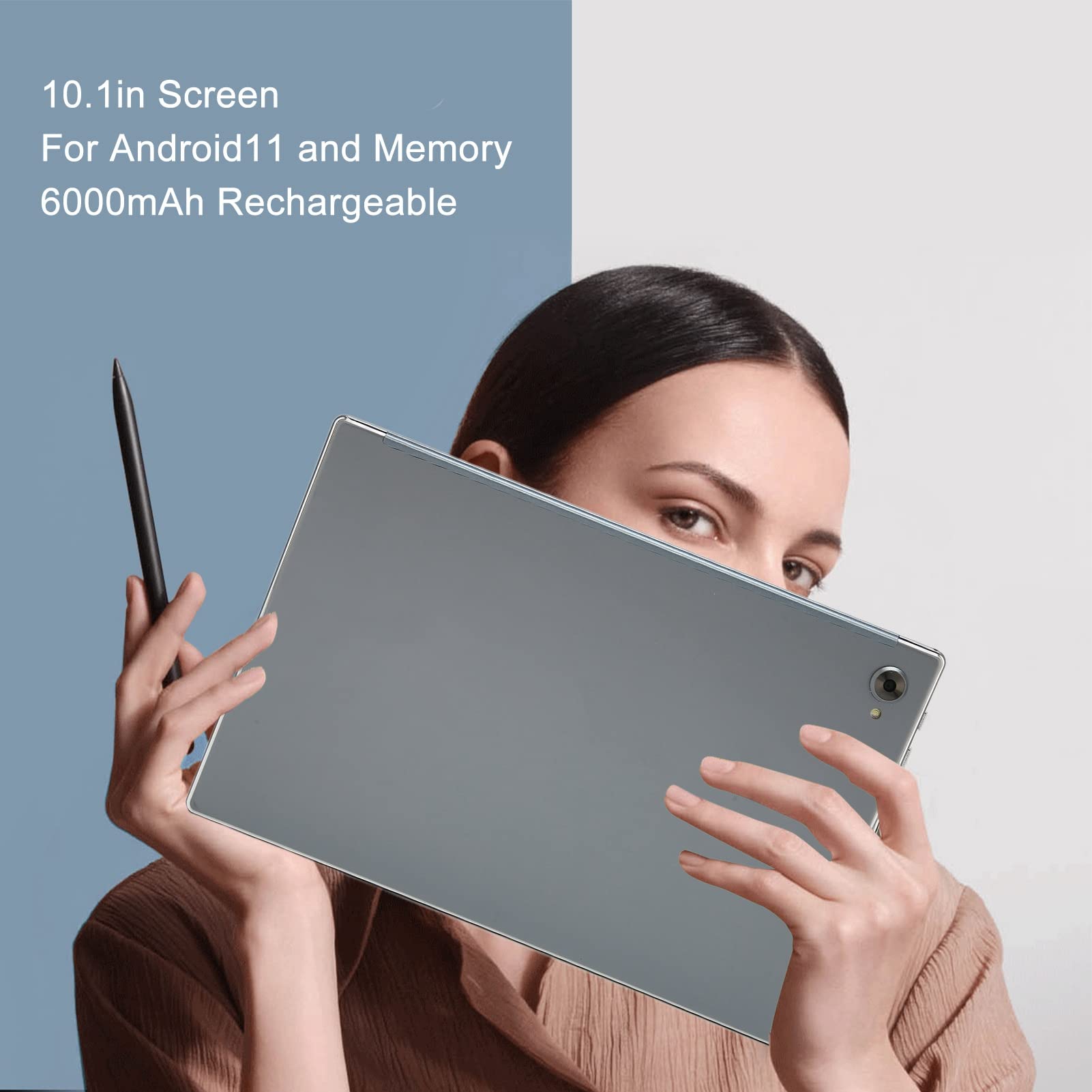 Cuifati 10.1in Tablet for 11, Tablet PC 8 Core CPU 2.4 5GWiFi, Dual Band 8MP 20MP Dual Camera Calling Tablet 100β240V Silver Gray