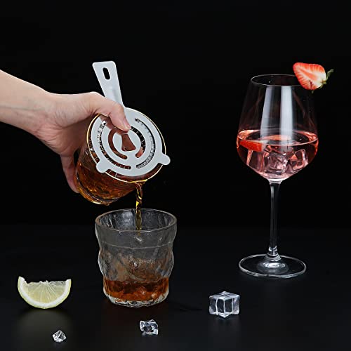 Evanda Cocktail Strainer, Stainless Stee Cocktail Bar Strainer Drink Strainer, Bar Strainer Cocktail w/High Density Spring, Ice Bar Shelf Strainer for Bartenders Drinking Water Filtering(Silver)