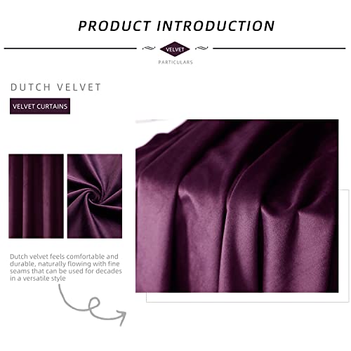 Guibaf Dark Purple Velvet Curtains 84 inches Long Grommet Blackout Curtains for Bedroom Light Blocking Thermal Insulation Drapes Set of 2 Panels 52βx 84β